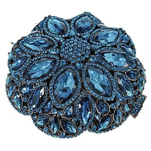 Elegant Round Crystal Clutch Evening Bags for Women Formal Party Handbags Bridal Wedding Purse (Turquoise,Mini)