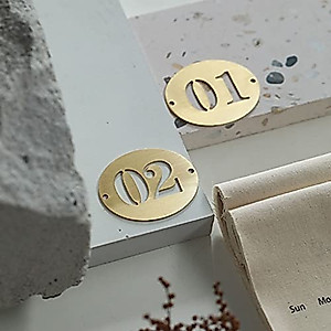 0-9 Retro Brass Table Number, 6cm Golden Card Table Number Plate, Round Hollow Countertop Digital Restaurant Plate Number, 1pcs (Color : Number 09, Size : 50x60mm)