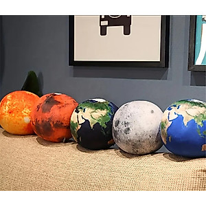 WeightedPlush 10in Blue Earth Planet Plush Pillow, Soft Realistic Mars Moon Sun Stuffed Animal Globe Plushies Toys Learning Science Astronomy Space Solar System Educational Stuffed (Moon)