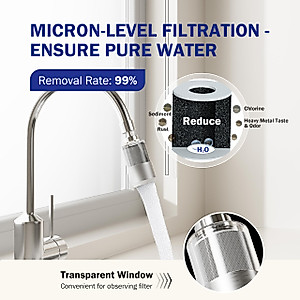 Frizzlife Longlasting Sink Faucet Water Filter, 360 ° Rotating | 2 Mode Splash, Certified Reduce 99.9% Chlorine, Heavy Metal, Hard Tap Water Softener For Kitchen/Bathroom/Skin Care (8pcs Extra Filter)