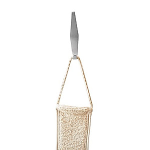 S&T INC. Dual Textured Exfoliating Back Scrubber for Shower, Body Exfoliator with Handles, Back Scratcher, 28 in x 3.5 in, Cream