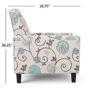 Great Deal Furniture Dufour White and Blue Floral Fabric Recliner