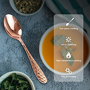 CigeZaus Copper Spoon, 7" Pure Solid Soup Spoons (2)