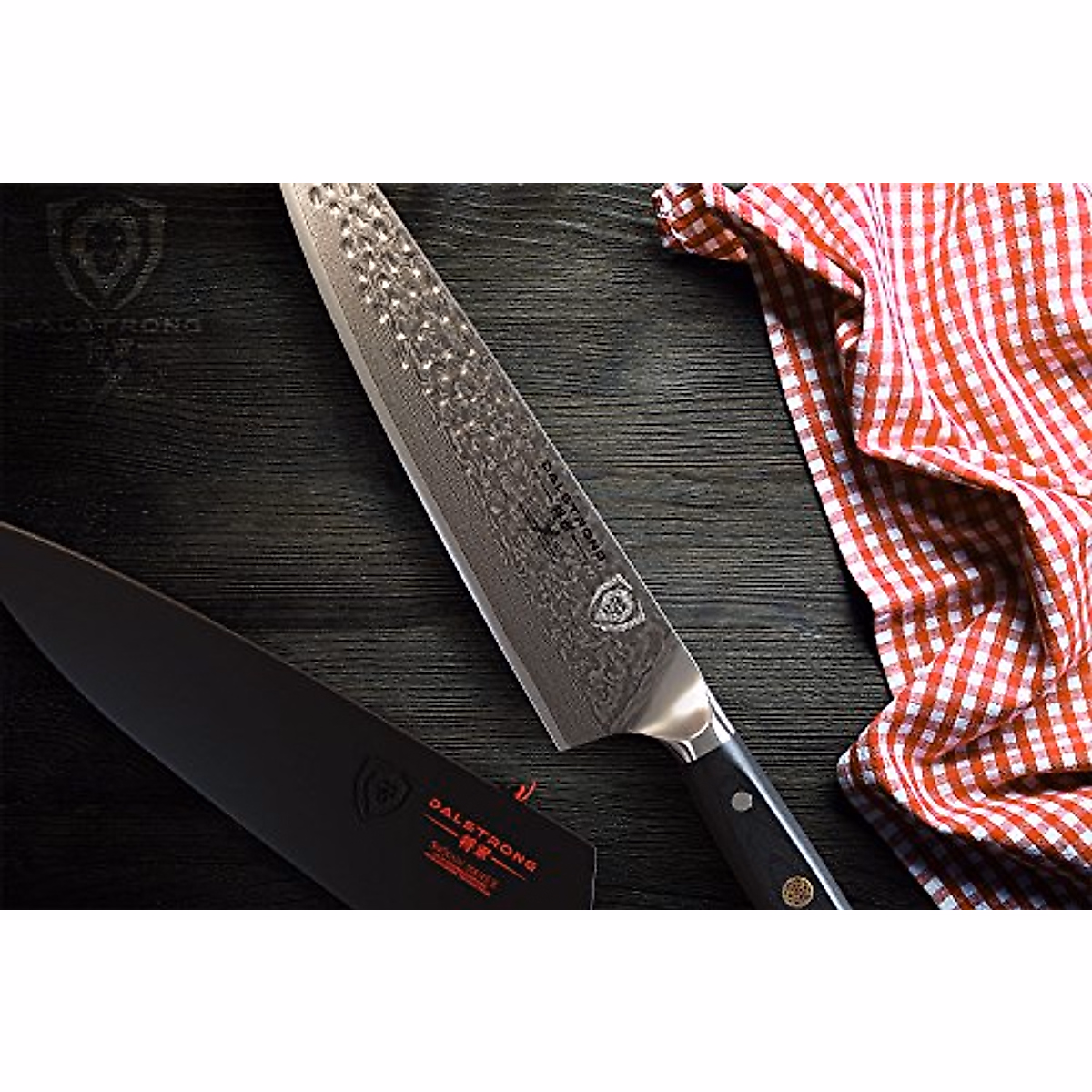Dalstrong Shogun Series X Damascus Japanese AUS-10V Super Steel Chef Kitchen Knife with G10 Black Handle ABS, 10.25 Inches, Sheath Included