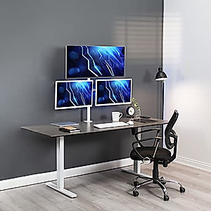 VIVO Triple LCD Monitor Desk Mount Stand Heavy Duty and Fully Adjustable, 3 Screens up to 30 inches, White STAND-V003TW