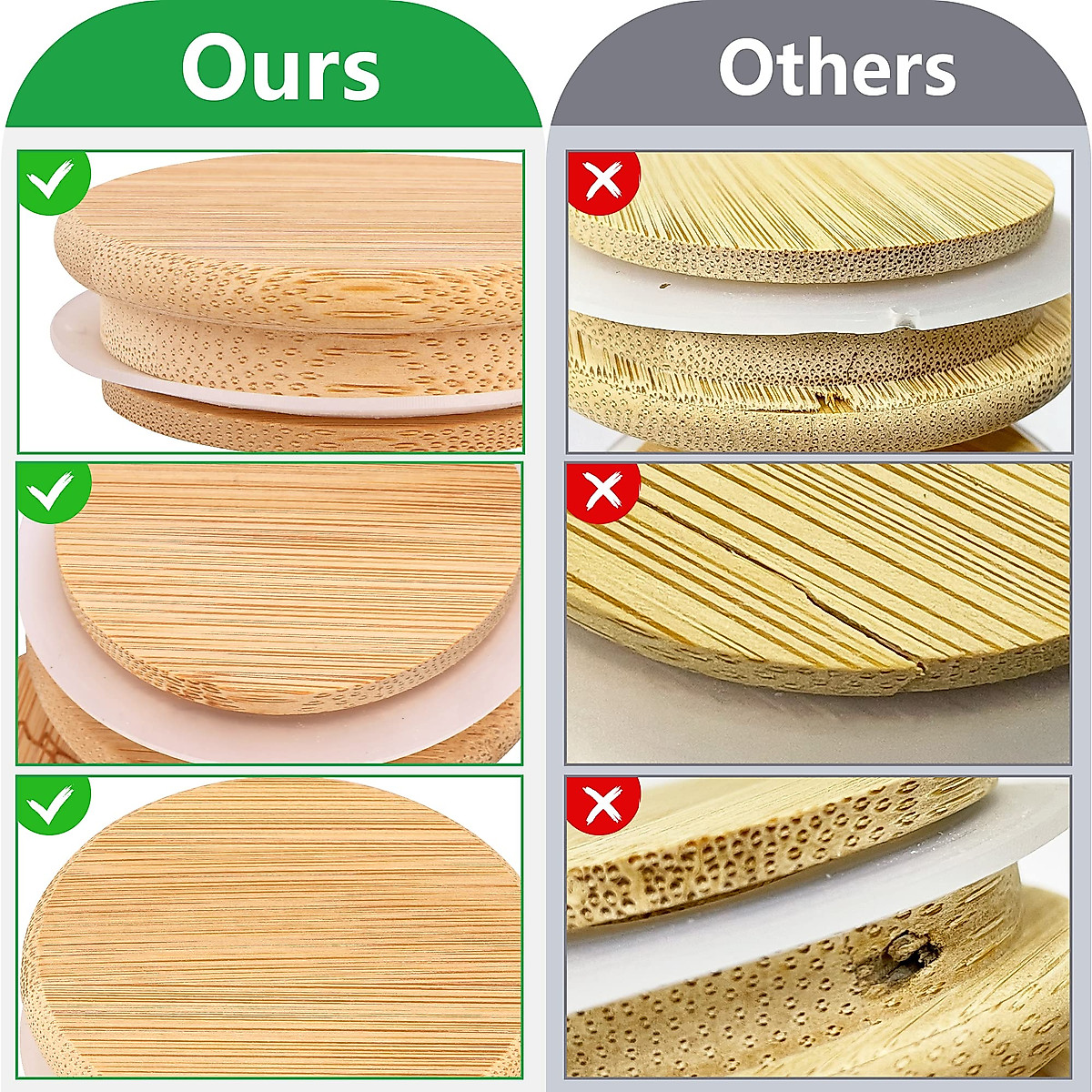 LANSI Oui Yogurt Jar Lids - 8 Pack Oui Lids with Silicone Sealing Rings for Oui Yogurt Jars Bamboo Jar Lids Set with Label and Pen