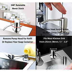 Soap Dispenser for Kitchen Sink Built in Countertop Soap Dispenser Pump Head with 46" Extension Tube Kit (Silver)