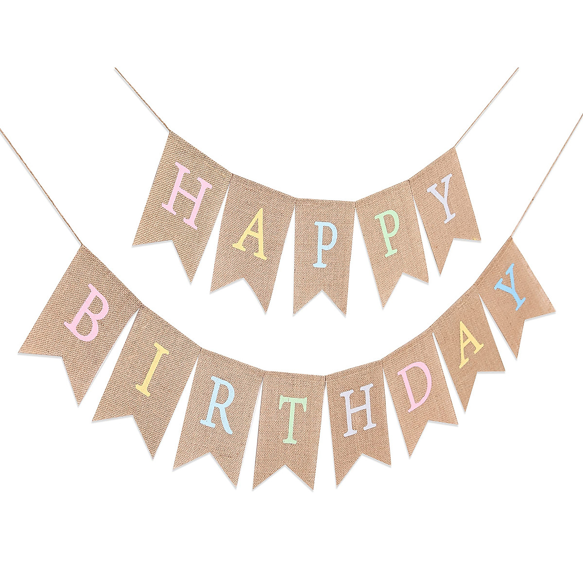 Rainbow Happy Birthday Burlap Banner - Happy Birthday Pastel Colors, Personalized Birthday Banner, 1st Birthday Rainbow Decorations,Photo Prop,Best Birthday Party Supplies (Rainbow Burlap Banner)