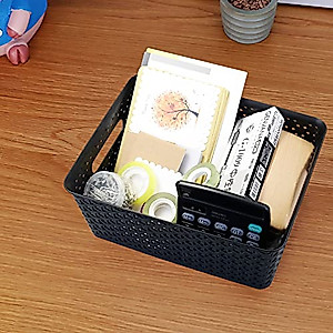 Pekky Black Plastic Storage Basket, Kitchen Organizer, 11.6" x9.1" x4.7", Set of 4
