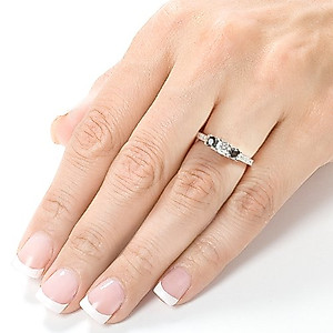 Kobelli Black and White Diamond Engagement Ring 3/5 Carat (ctw) in 14k White Gold, Size 9