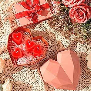 6 Pcs 2'' x 1.65'' Red Heart Shaped Candles Mini Heart Candle Sweet Love Romantic Candles Long Lasting Mini Tea Lights Candles for Valentine's Day Proposal Wedding Party Home Dinner Table Decor
