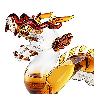 Dragon Drinking Decanter - GOT, I Drink and I Know Things - Whiskey and Wine Decanter Large 10x16" - 100% Lead-Free High Borosilicate Glass, - The Wine Savant Handblown Glass. Movie Night! (600ml)