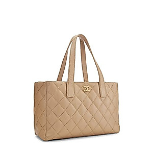 CHANEL, Pre-Loved Beige Calfskin Wild Stitch Tote Large, Beige