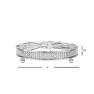 Home Basics Pave Round Non-Skid Trivet | Ornate Design | Diamond Band Around Base | Keep Counter Tops Safe from Scratches | Compact Size for Maximum Counter Space