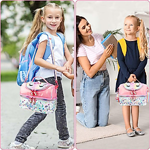 RHCPFOVR Kids Lunch Bag - Double - Decker Cooler Insulated Lunch Box for Boys Girls,Washable Lunch Bag with Strap and Reusable Toddler Lunchbox for School and Daycare