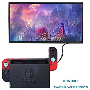 Dockable Case for Nintendo Switch - COMCOOL 3 in 1 Protective Cover Case for Nintendo Switch and Joy-Con Controller with Screen Protector - Red Black