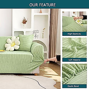 GUYIRT Couch Cover 2 Seater, Ice Silk Sofa Cover Breathable Sofa Slipcovers Easy Fit Washable Furniture Sofa Protector for Living Room-Blue-4 Seater(235-300cm)