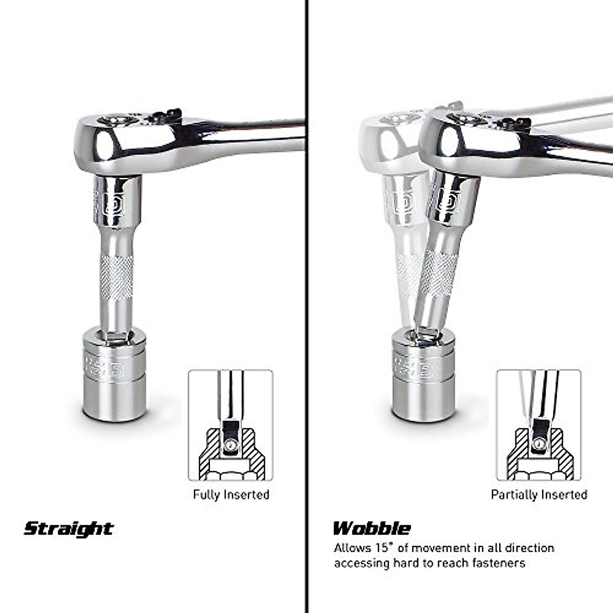 Capri Tools 1/4-Inch Drive Wobble Extension Bar Set, 5-Piece