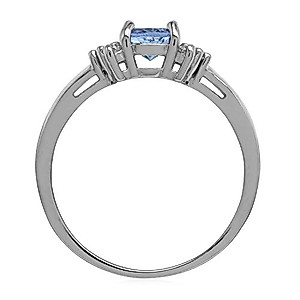 Silvershake Genuine Oval 8x6 mm 1.1 Ctw Tanzanite and Topaz 925 Sterling Silver Engagement Ring Size 6