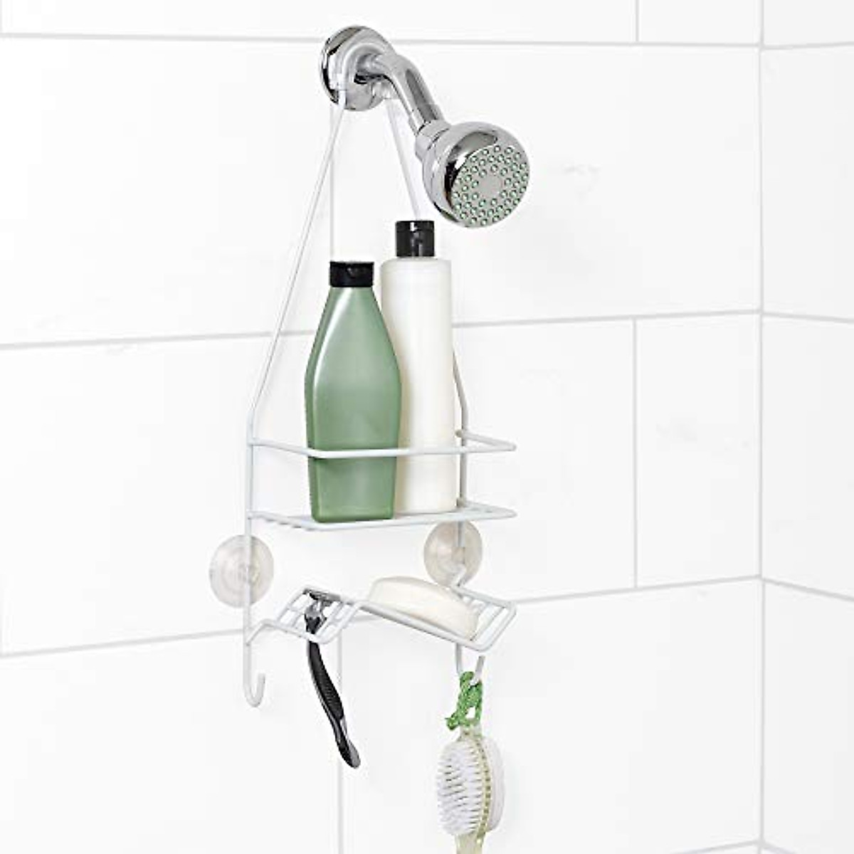 Zenna Home Hanging Over The-Shower Caddy, 1 Wire Shelf, White