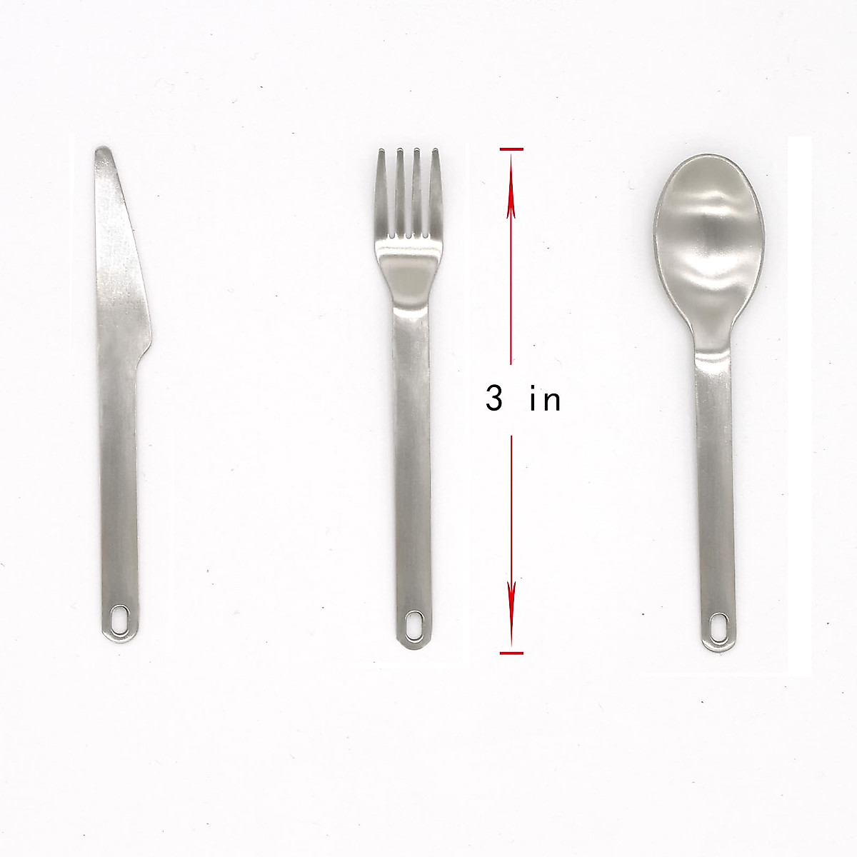 LEADUP Mini Stainless Steel Mini Kitchen Tool Set with Keychain(3"),Set of 3,Includes Knife, Fork, Spoon