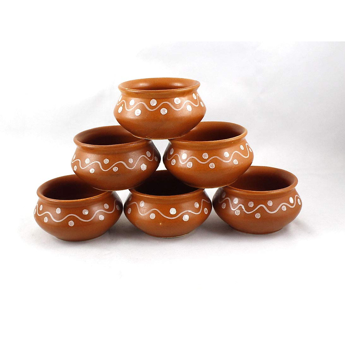Ceramic Pots for Curd (80 ml, Set of 6) - Ceramic Katori Set Chutney Kheer Bowls Snacks Serving Bowls