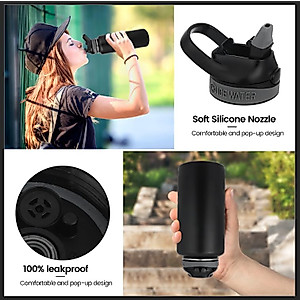 ICEWATER-40 oz, 2 Lids(Soft Auto Straw & Wide Mouth),Insulated Water Bottle,18/8 Stainless Steel,BPA-Free,Vacuum Double Walled,Leak Proof (40 oz, Purple)