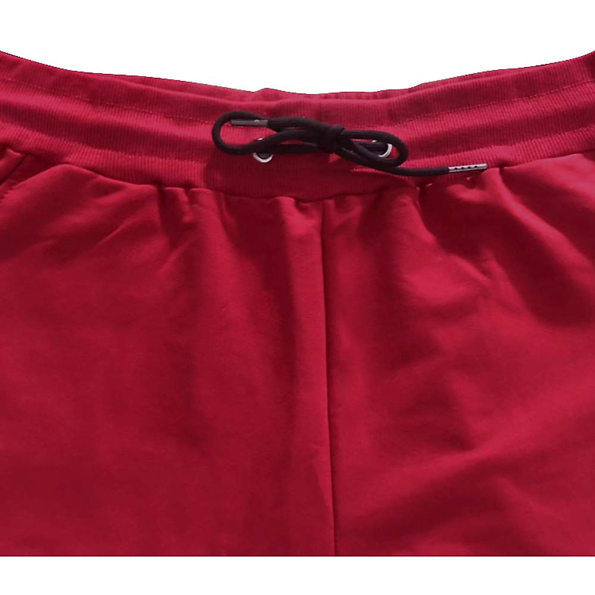 Wangdo Men's Joggers Sweatpants Gym Training Workout Pants Slim Fit with Zipper Pockets(Red-XXL)