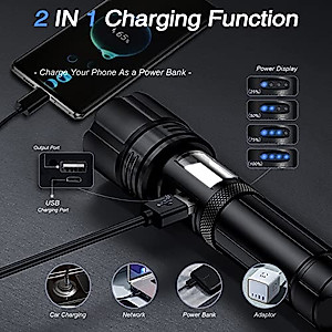 Kicoeoy Rechargeable Flashlights High Lumens, Led Flashlight 990000 Lumens Bright Flash Light with 7 Modes, Flashlights for Camping, Home, IPX7 Waterproof (2 Pack)