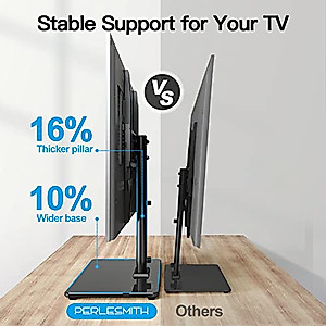 PERLESMITH Universal TV Stand Table Top TV Base for 32 to 60 inch LCD LED OLED 4K Flat Screen TVs-Height Adjustable TV Mount Stand with Tempered Glass Base,VESA 400x400mm,Holds up to 88lbs,PSTVS15