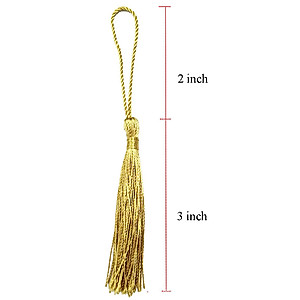 Aokbean 100pcs 5 Inches Handmade Silky Floss Soft Craft Bookmark Tassels with Loops for DIY, Jewelry Making, Graduation Tassel,Bookmarks,Souvenir (Light Gold)