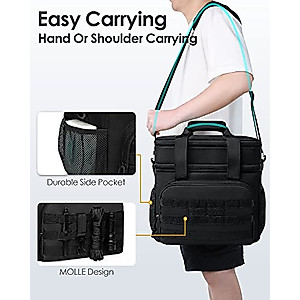 TACTICISM Double Deck Lunch Box for Men 38 Cans Tactical MOllE Lunch Bag, Up to 12 Hours Insulated lunchbox, Large Soft Leakproof Lunch Cooler Adult, for Work Camping Fishing Hiking, Black