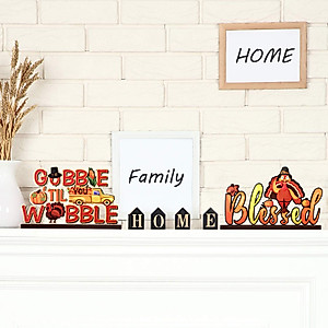 Happy Thanksgiving Sign Thanksgiving Decorations for Table Thanksgiving Table Centerpieces Turkey Decors Pumpkin Signs for Harvest Give and Thanks Wooden Happy Fall Maple, 7.87 x 4.72 Inch