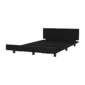 Epinki Twin Bed Frame Black, Particle Board, Low Profile Bed, Easy Assembly
