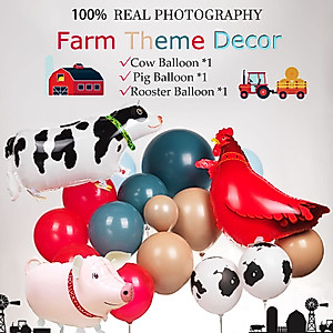 Cow Balloon Garland Arch Kit Western Cowboy blue red Farm animal print Balloons Farm theme birthday for Boy party my first rodeo party decorations