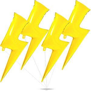 4 Pcs 45 Inch Yellow Lightning Bolt Foil Party Balloons Large Flash Balloons Yellow Balloons Foil Lightning Bolt Shape Balloons for Birthday Wedding Decorations