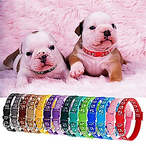 Ameolela Puppy ID Collars Identification Whelping Soft Nylon Adjustable Breakaway Safety Litter Collars for Newborn Pets and Small Dog 14 pcs/Set