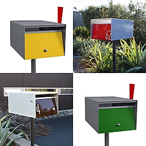 Rural Zincalume Modern Design Mailbox Letterbox (No Lock w/Flag) (Blue)