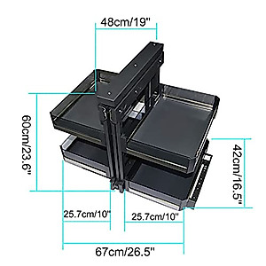 Blind Corner Cabinet Pull Out Organizer with 4-Shelf Glass Basket Corner Stainless Steel Damping Guide Rail Cabinet Storage Shelves Spice Rack for Installation on Left or Right Blind Corner Cabinet (