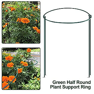 BLIKA 20 Pack Garden Plant Support Stake, 10" Wide x 16" High Half Round Metal Plant Stake, Plant Supports for Outdoor Plants, Outdoor Tall Plant Support Ring Cage, Plant Support Rings