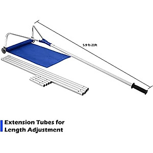 GYMAX Snow Roof Rake, 21FT Aluminum Roof Rake with Extendable Handle & Built-in Wheels, Lightweight Snow Shovel for House Roof Car Snow/Wet Leaf/Dribs Removal