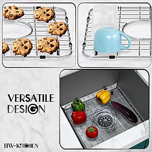 HW-Kitchen 24" x 12" Sink Protector for Kitchen Sink - Stainless Steel Kitchen Sink Rack for Bottom for Sink - Sink Mat - Sink Drying Rack - Kitchen sink protector - Farm Sink Rack for Bottom of Sink
