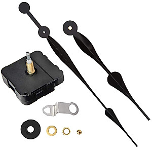 HILLHOME High Torque Long Shaft Hands Quartz DIY Wall Clock Movement Mechanism with 12 Inch Long Spade Hand Battery Operated Repair Parts Replacement, 3/10 in Max Dial Thickness, 9/10 in Total Length