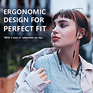 TANGMAI N6 Neckband Bluetooth 5.0 Headphones with Microphones, Bluetooth Earbuds with Deep Bass HiFi Stereo, 24H Playtime, Portable Magnetic Wireless Earphones, Clear Calls, Lightweight Fit -Black