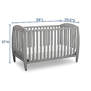 Delta Children Twinkle 4-in-1 Convertible Baby Crib, Easy to Assemble, Sustainable New Zealand Wood, Grey
