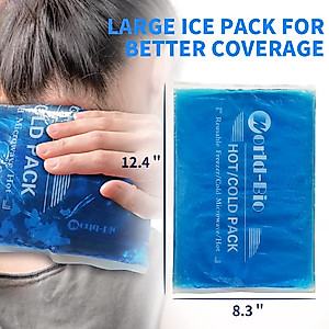 Extra Large Gel Ice Packs for Injuries Reusable Gel Cold Compress for Shoulder, Knee, Back and Neck - Hot and Cold Gel Packs for Pain, Injury, Surgery - Flexible Ice Pack for Injury - 8.3" x 12.4"
