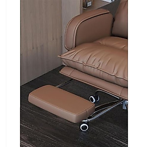 Home Office Desk Chairs, Swivel Chair Leather Computer Office Comfortable Home Ergonomic Swivel Chair (Color : White, Size : Foot Pedal)