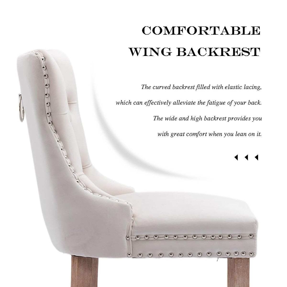 JETEAGO Bar Stools Set of 4, Velvet Upholstered Bar Stool for Kitchen Island, Counter Stools with Nailhead Trim, Beige