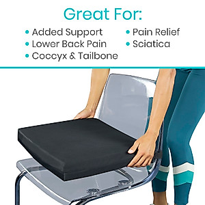 Vive Wheelchair Cushion - Gel Seat Pad for Coccyx, Orthopedic Back Support, Sciatica & Tailbone Pain Relief - Waterproof Cover + 4 Layer Foam Support and Comfort - for Pressure Sores and Ulcers