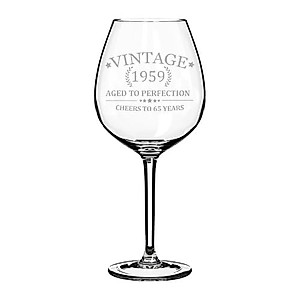 Or Something Wine Glass Cheers To 65 Years Vintage 1959 65th Birthday (Large Stemmed, 20oz)